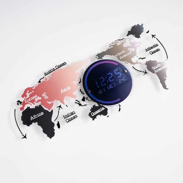 Free Shipping on Modern Large Multifunctional World Map Wall Clock ...