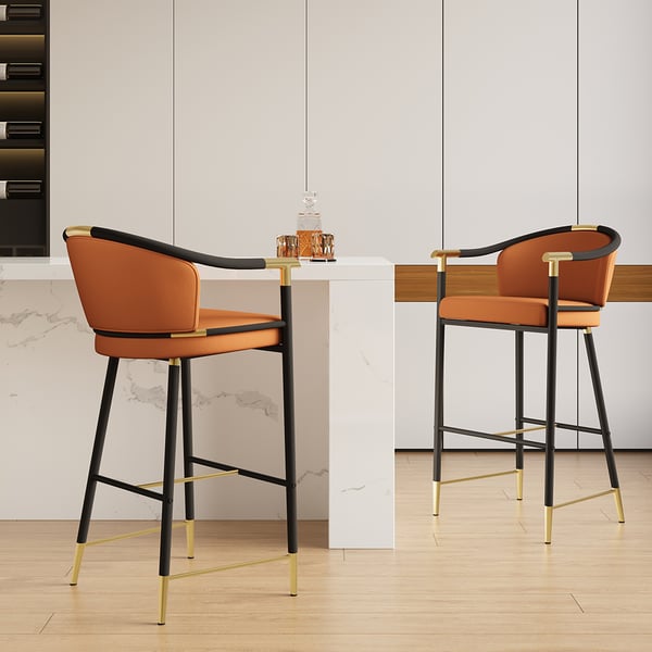 Craines Bar Height Bar Stool with Arms for Kitchen Island in Orange ...