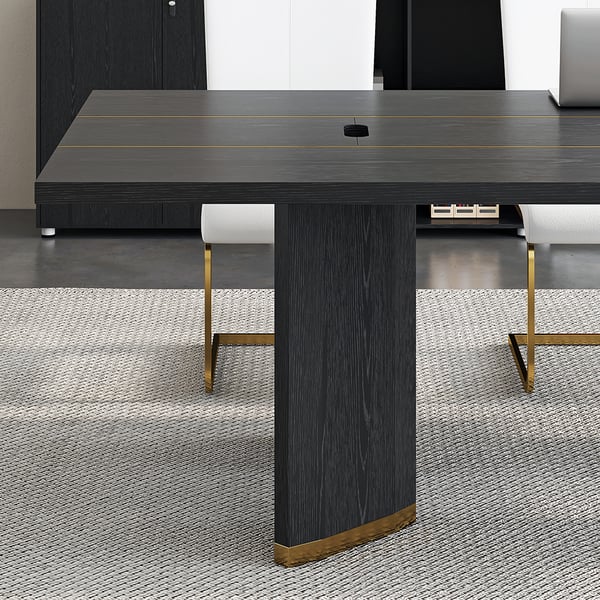94.5" Modern Black Long Meeting Conference Table Rectangle Table Cable ...