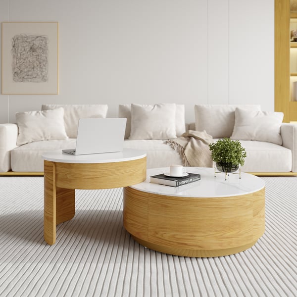 Free Shipping on Modern Round Coffee Table with Storage Lift-Top Wood ...