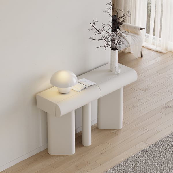 Humply 48" Modern Faux Leather Console Table with Storage Entryway ...