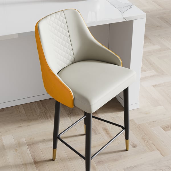Diamic Orange Counter Height Bar Stool with Footrest Upholstered High ...