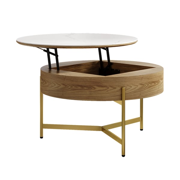 Free Shipping on Round Lift-Top Coffee Table with Storage White ...
