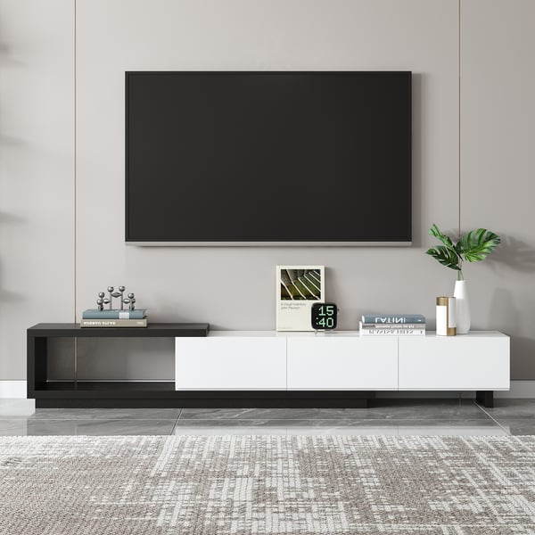 Reviews for Quoint Modern TV Stand Retracted & Extendable 3-Drawer ...