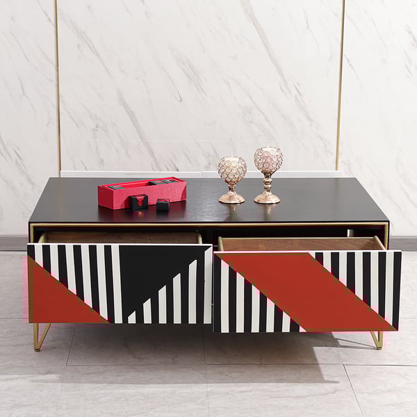 Modern Black Coffee Table with Storage in MDF & Metal | Homary UK