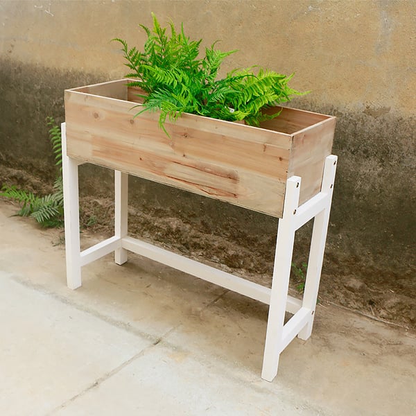 Elevated Garden Planter Wood Plant Stand Raised Garden Bed Set of 3 ...