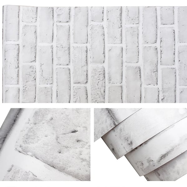 450mm x 6000mm Modern Nordic Brick Texture in White Peel and Stick ...
