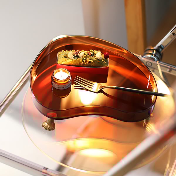 Modern Unique Acrylic Tray Desk Organizer with 3 Cat Legs | Homary