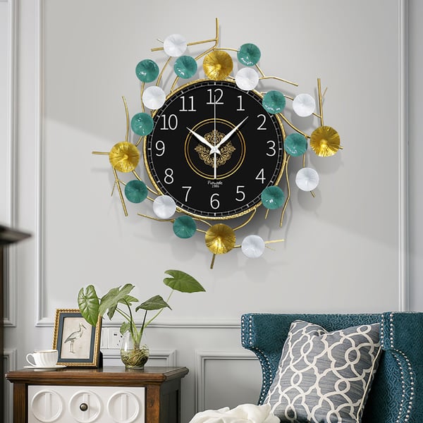 Modern Creative Tri-Colored Floral 3D Decorative Wall Clock-Homary