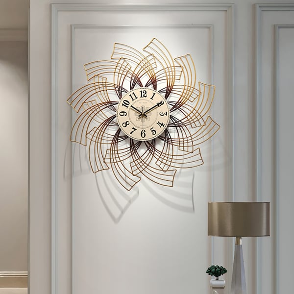 Retro Style Flower-Shape Design Oversized Wall Clock with Hollow-out ...