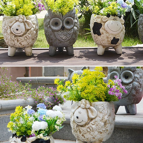 Cute Sheep Resin Planter Flower Pot Adorable Storage Decoration ...