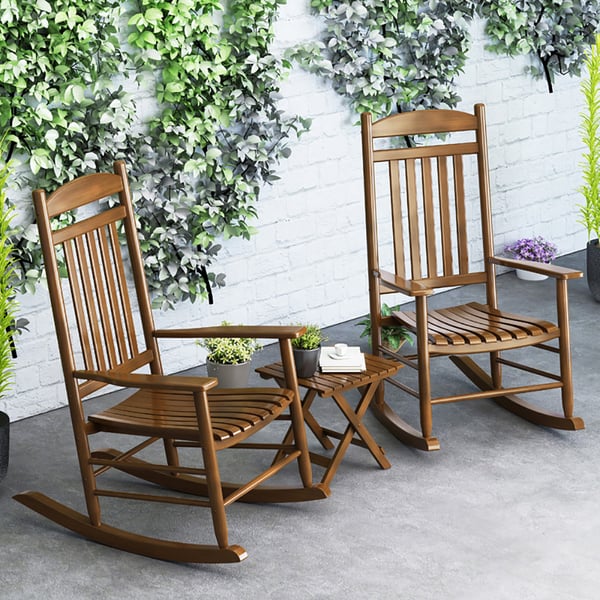 3 Pieces Patio Rocking Chair Set with Folding Table | Homary UK