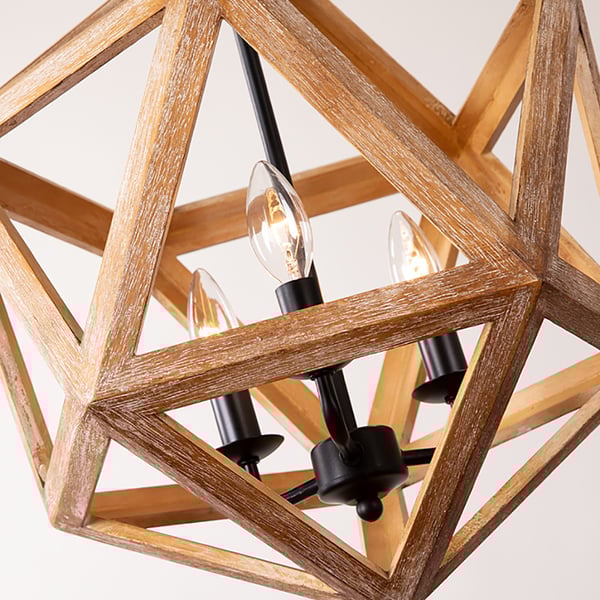 Solid Wood Creative Nordic Geometric Pendant Light | Homary UK