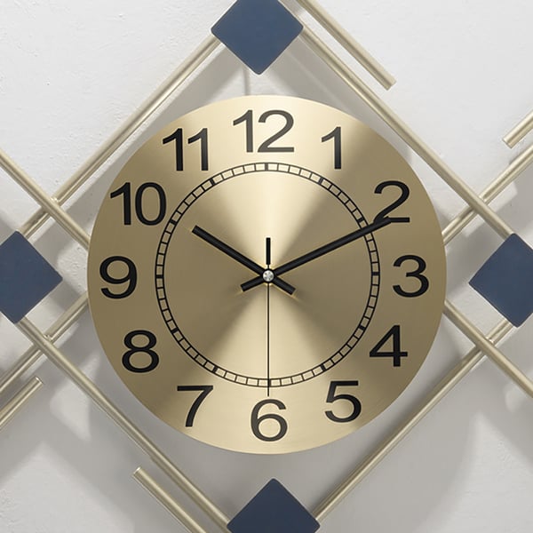 3D Geometric Aesthetics Stylish Iron Large Wall Clock with Overlapping ...