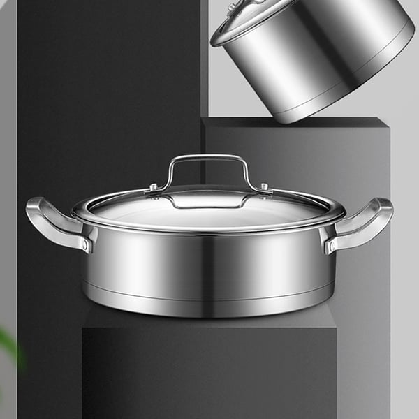 6 Pieces Stainless Steel Cookware Set with Glass Lid | Homary UK