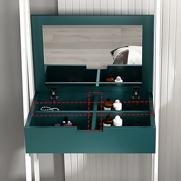 Modern Makeup Table with Shelving&Mirror&Hooks | Homary UK