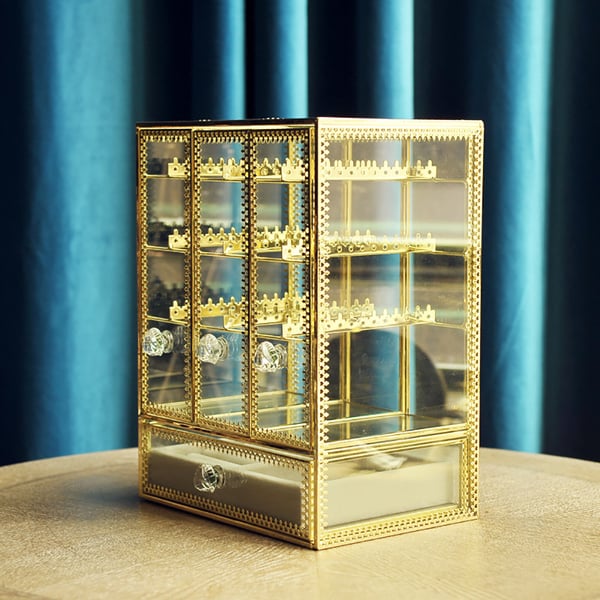 Modern Jewelry Case in Gold with Earring/Ring Storage | Homary UK