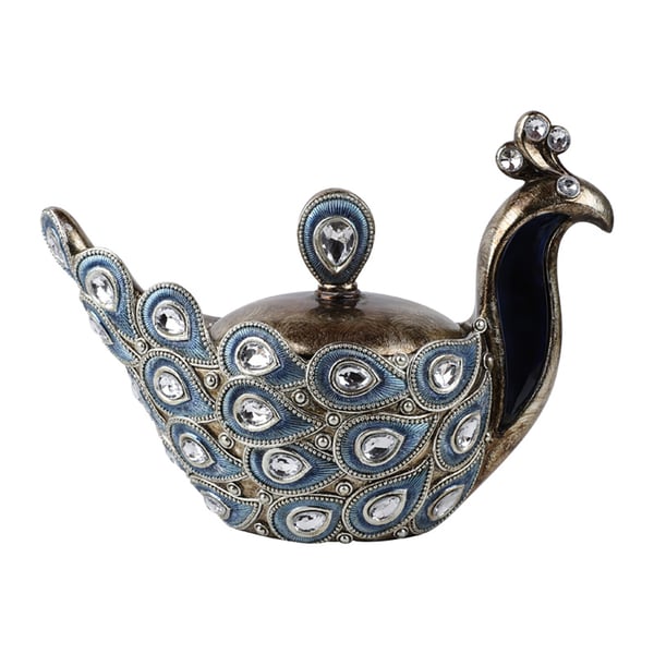 Vintage Decor Peacock Storage Box Entryway Desktop Organizer-Homary