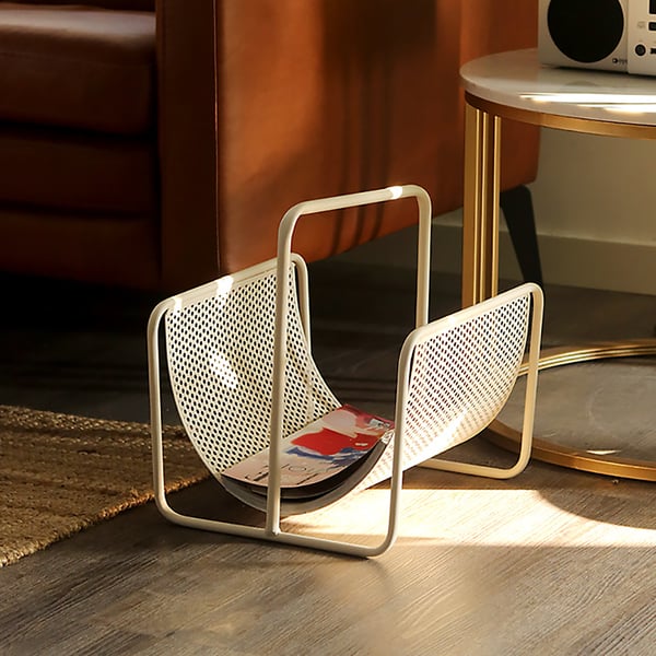 Modern Magazine Rack with Handle in White | Homary UK