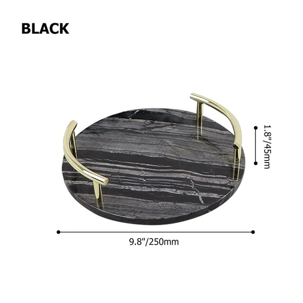 Luxury Contemporary Round Tray Desk Organizer in Marble-Homary