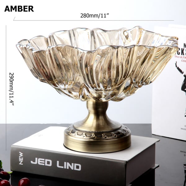 Glass Petal Desk Organizer Fruit Bowl-Homary