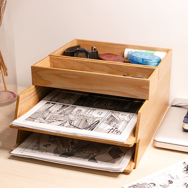 Adjustable Paper Desk Organiser with Stackable Ditty-Boxes | Homary UK