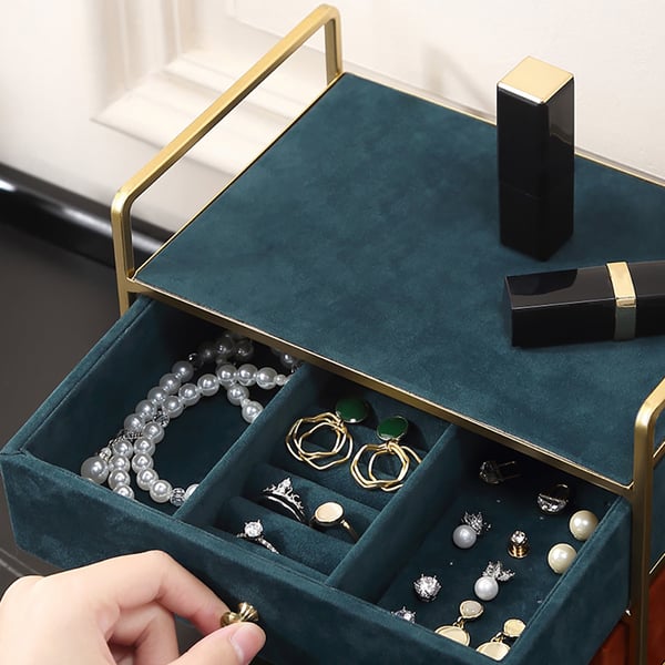 Modern Jewelry Box Desk Organizer with Double Drawers | Homary