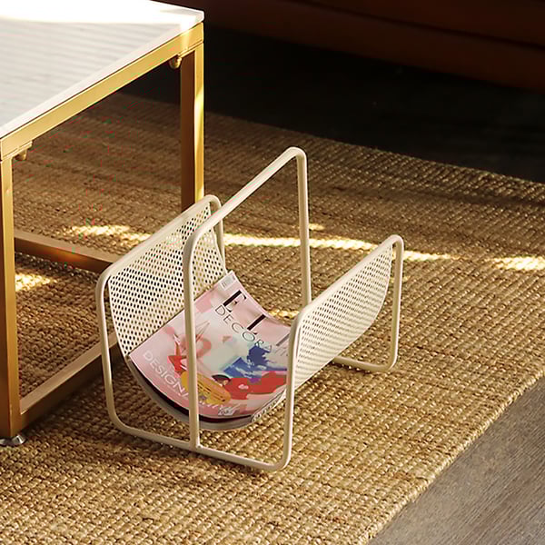 Modern Magazine Rack with Handle in White | Homary UK