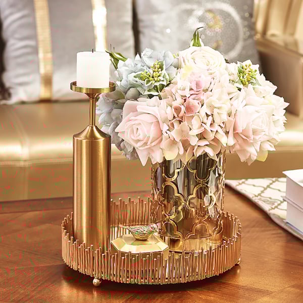 Modern Round Tray Desk Organizer in Metal | Homary UK