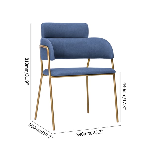 Blue Accent Chairs Upholstered Arm Vanity Chair with Gold Metal Legs ...