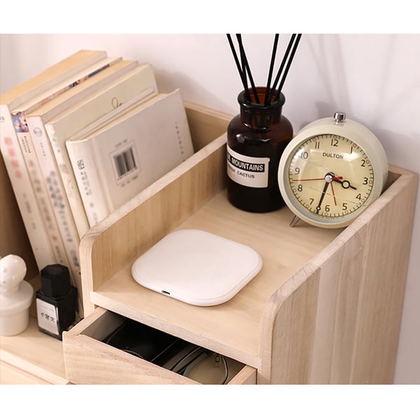 Simple Wooden Desktop Organizer with Drawers & Compartments | Homary