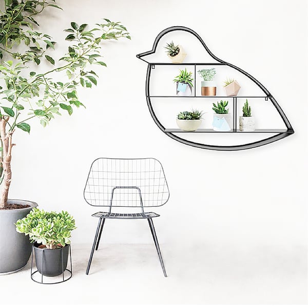 Black Wall Decor Shelves Bird-Shaped Floating Shelves-Homary