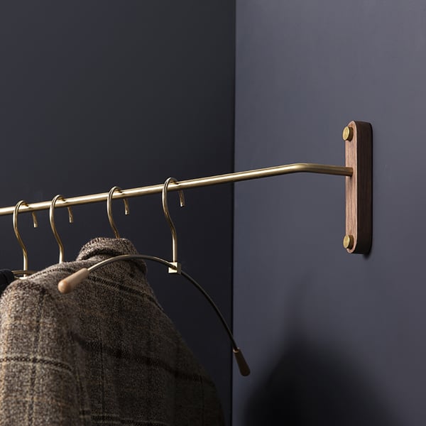 440mm Retro Corner Wall-Mounted Coat Rack in Brass | Homary UK