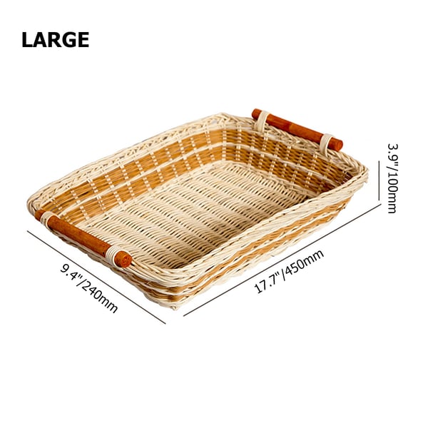Farmhouse Straw Plaited Tray Desk Organizer in Rattan-Homary
