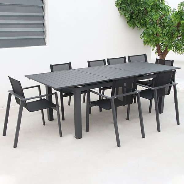 Ensemble de salle à manger 9 pièces avec table extensible et 8 chaises ...