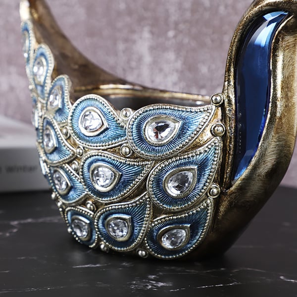 Vintage Decor Peacock Storage Box Entryway Desktop Organizer-Homary