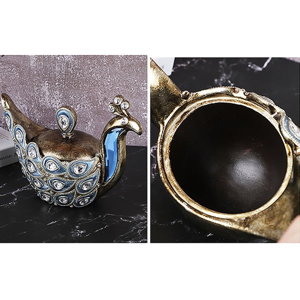 Vintage Decor Peacock Storage Box Entryway Desktop Organizer-Homary