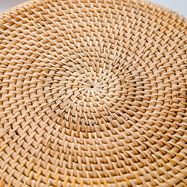 Rustic Modern Round Desk Organizer with Lid in Rattan-Homary