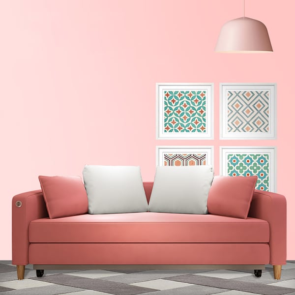 72.4" Pink Round Convertible Sofa Bed Full Sleeper Sofa | Homary