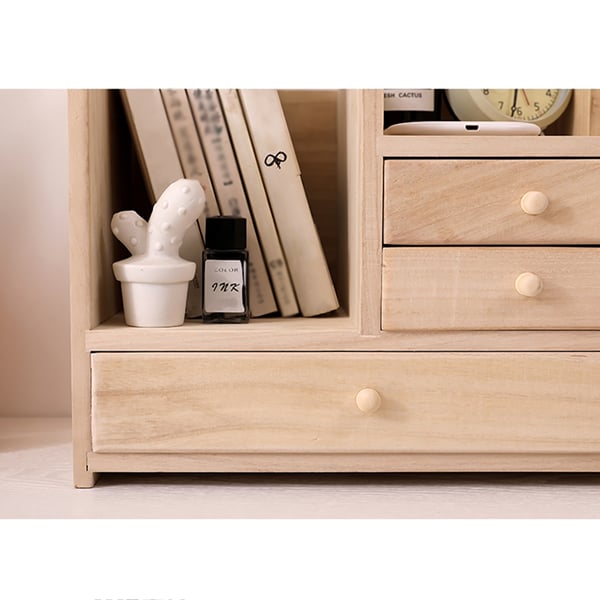 Simple Wooden Desktop Organizer with Drawers & Compartments | Homary