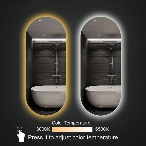 450mm x 1100mm Acrylic Capsule Wall Mounted LED Bathroom Mirror Anti ...