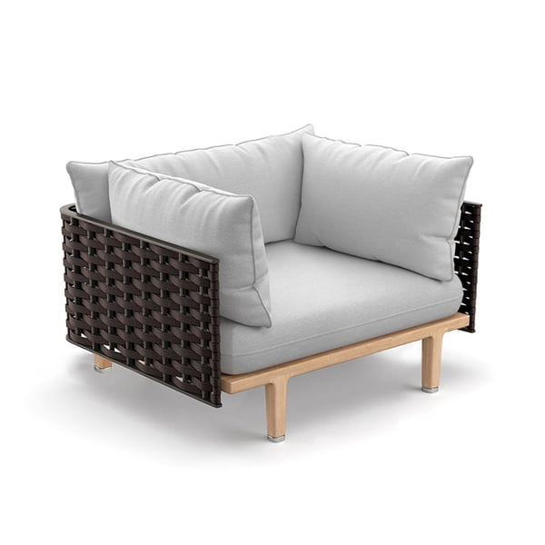 Modern Woven Rope Outdoor Accent Chair with Square Arm | Homary UK