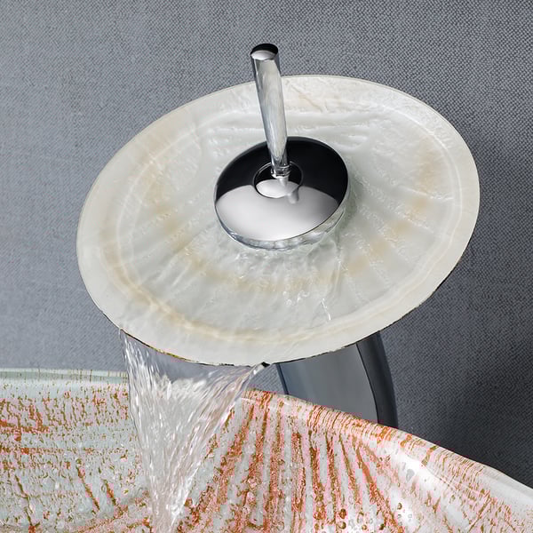 Countertop Shell Shaped Crystal Glass Bowl Bathroom Wash Basin with Tap ...