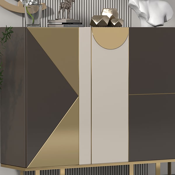 Postmodern Gold Cabinet Stainless Steel Decorative 2-Door Cabinet | Homary