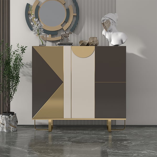 Postmodern Gold Cabinet Stainless Steel Decorative 2-Door Cabinet | Homary