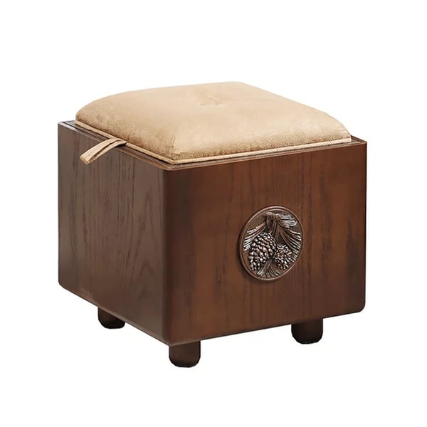 Retro Flip-Top Storage Square Wood Stool Ottoman | Homary UK