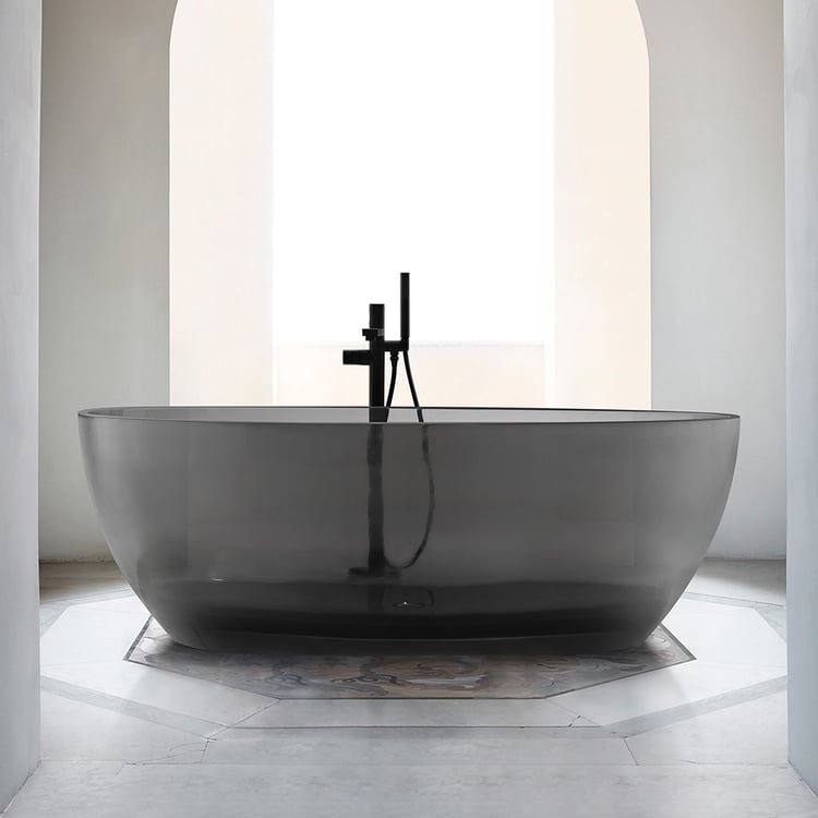 Modern Oval Shape 1500mm Freestanding Crystal Clear Resin Soaking Bath ...