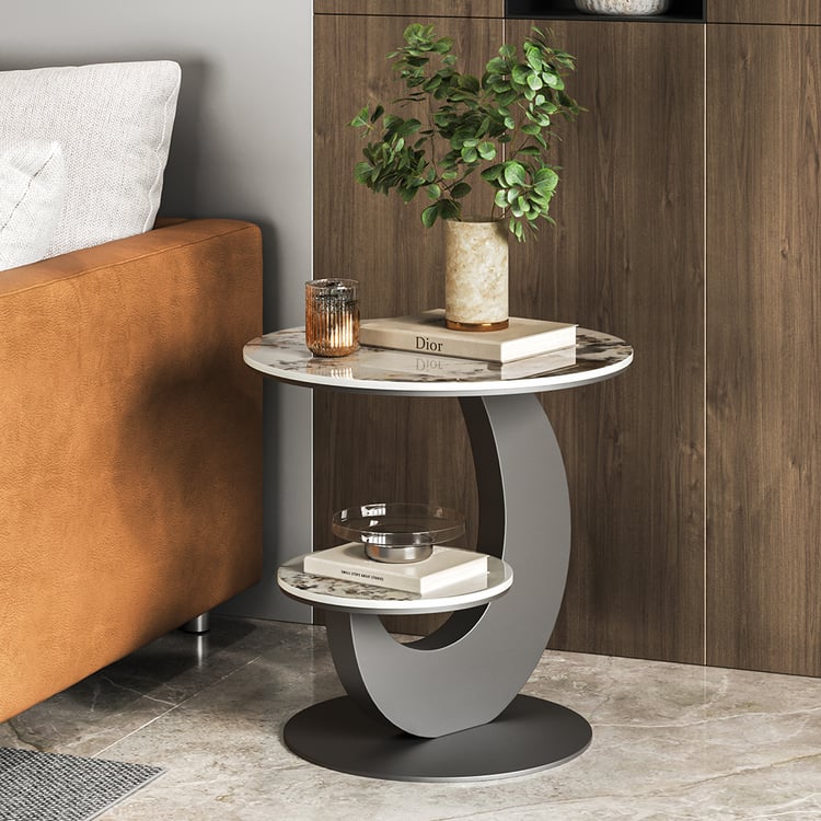 Blue Modern Round End Table Living Room Unique Homary UK