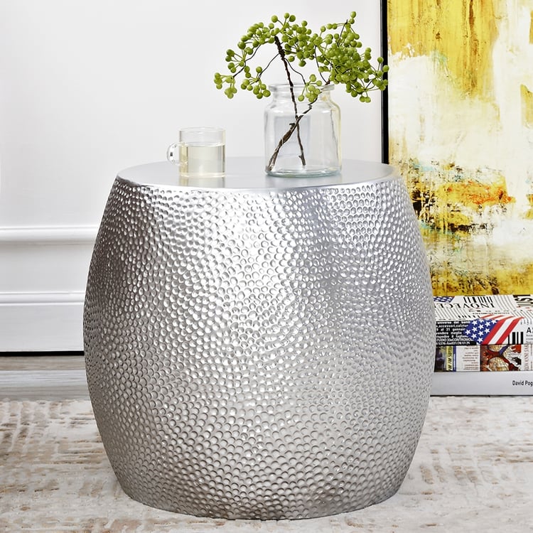 Silver drum table store