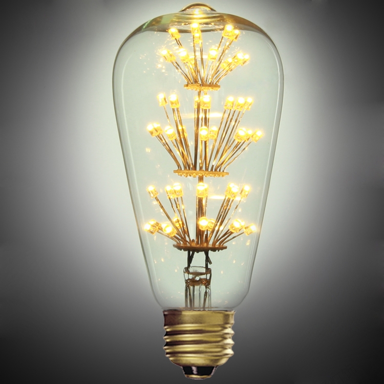 3W LED E26 Single-Light Reminiscent Clear Glass Light Bulb With Flower ...